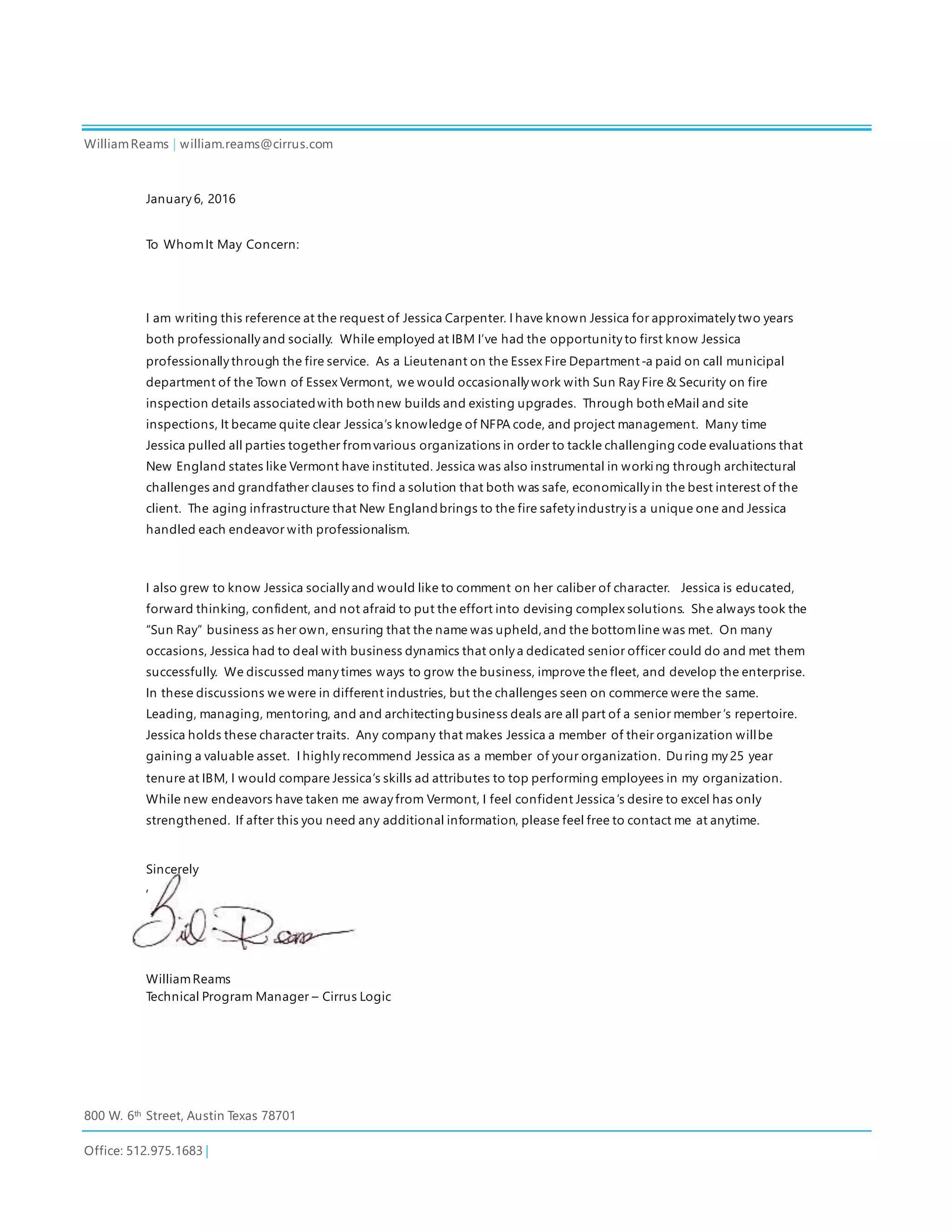 WHREAMS REFERENCE LETTER | DOCX | Business Administration | Business