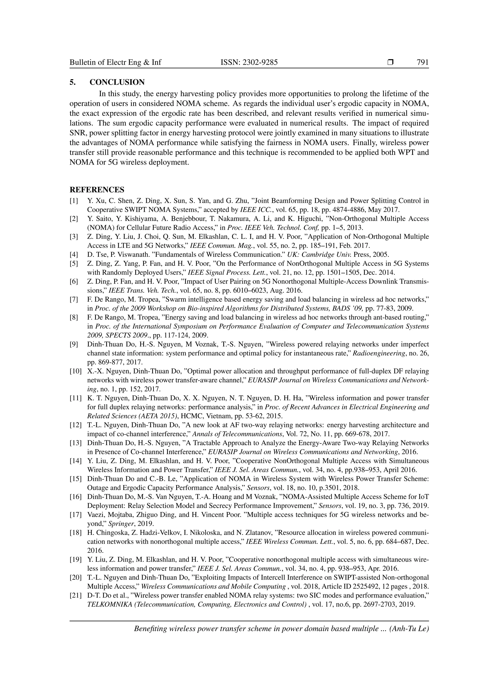 Benefiting wireless power transfer scheme in power domain based multiple access: ergodic rate ...