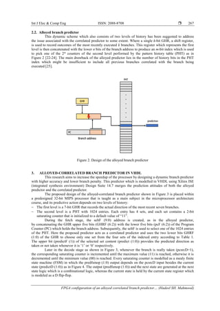 FPGA configuration of an alloyed correlated branch predictor used with RISC processor for ...