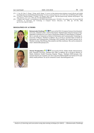 Analysis of clustering and association using data mining technique for elderly health condition ...