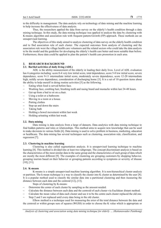 Analysis of clustering and association using data mining technique for elderly health condition ...