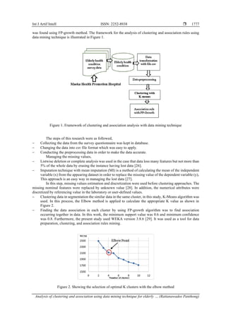 Analysis of clustering and association using data mining technique for elderly health condition ...
