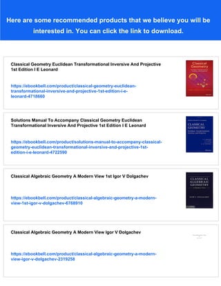 Classical Geometry Euclidean Transformational Inversive And Projective I E Leonard | PDF