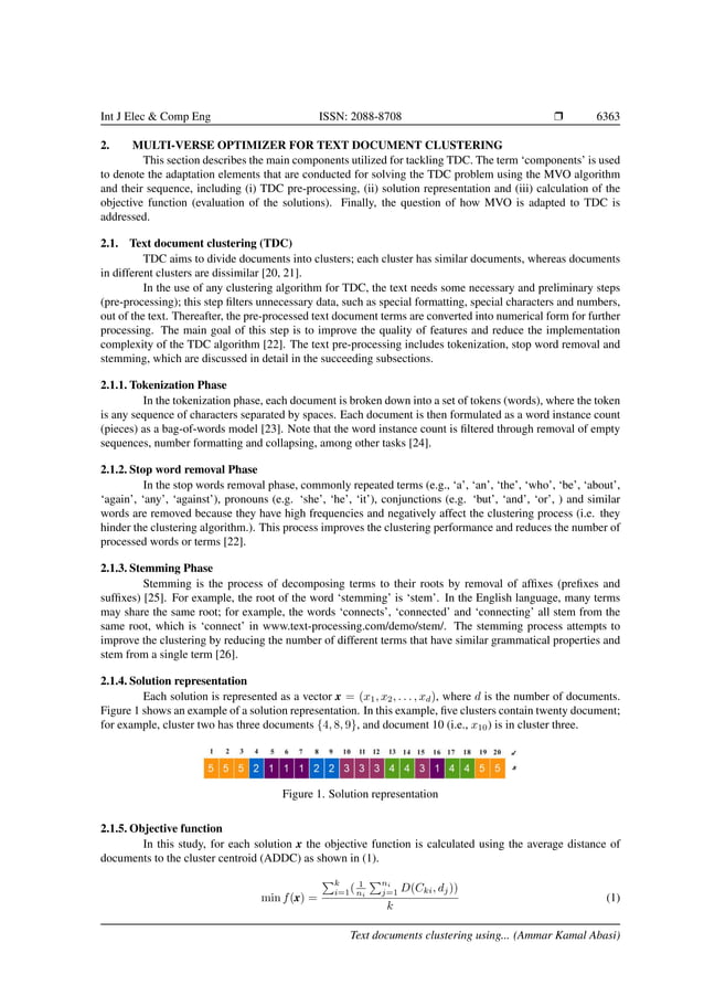 Text documents clustering using modiﬁed multi-verse optimizer | PDF