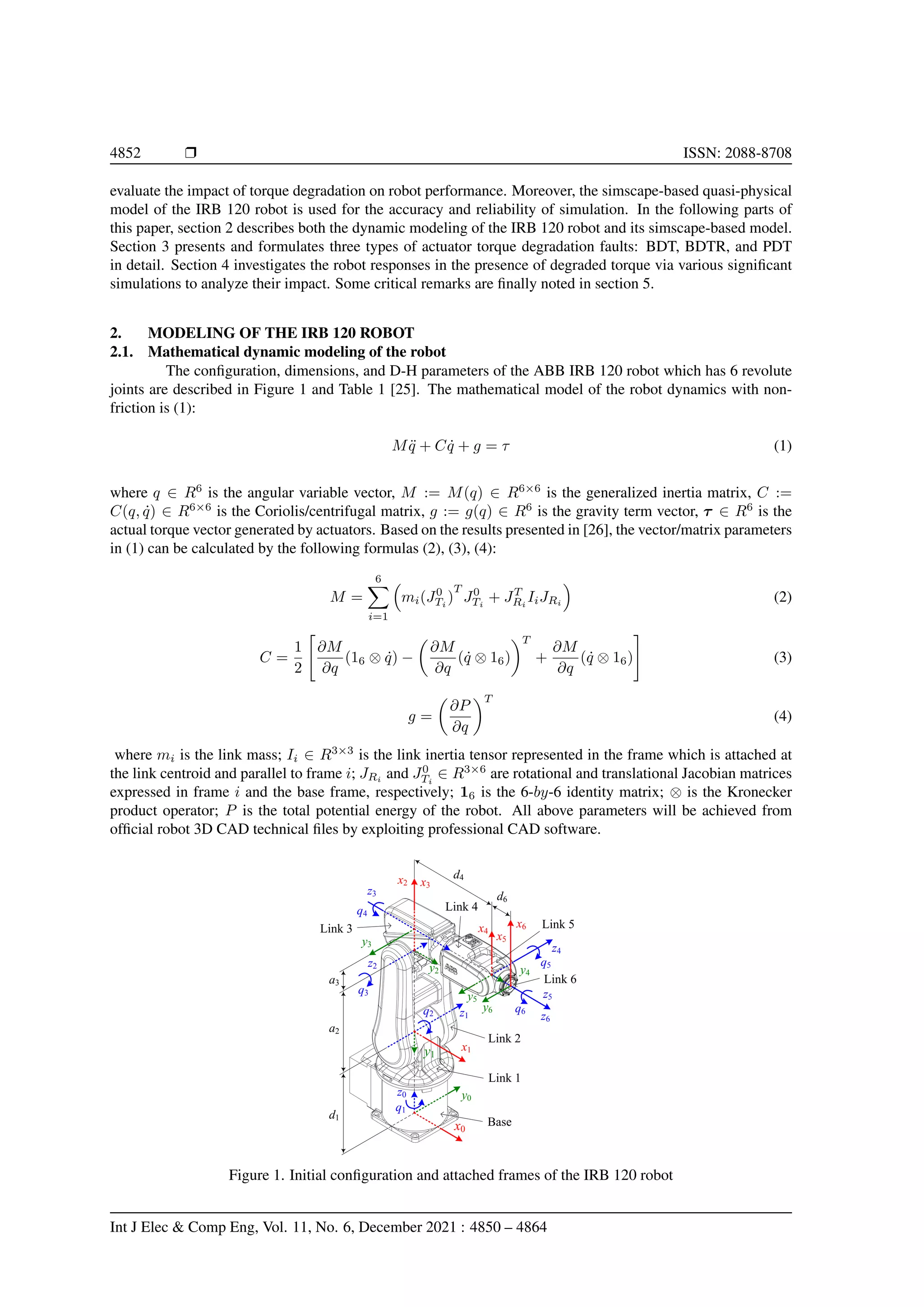 Impact analysis of actuator torque degradation on the IRB 120 robot performance using simscape ...