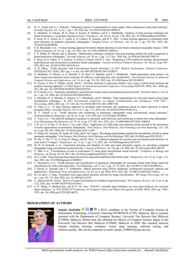 Multi Granularity Tooth Analysis Via Yolo Based Object Detection Models For Effective Tooth