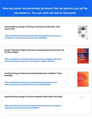 Interdisciplinary Design Thinking In Architecture Education 1st Edition ...