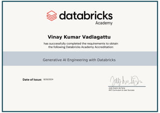 GENAI Engineer certified from databricks | PDF