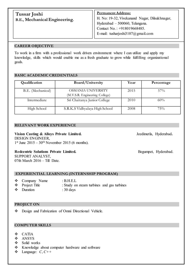Tussar Joshi CV | DOCX