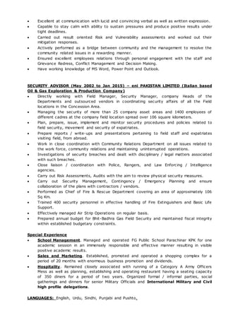 RESUME - Col Ata- eni Pakistan Ltd. | DOCX
