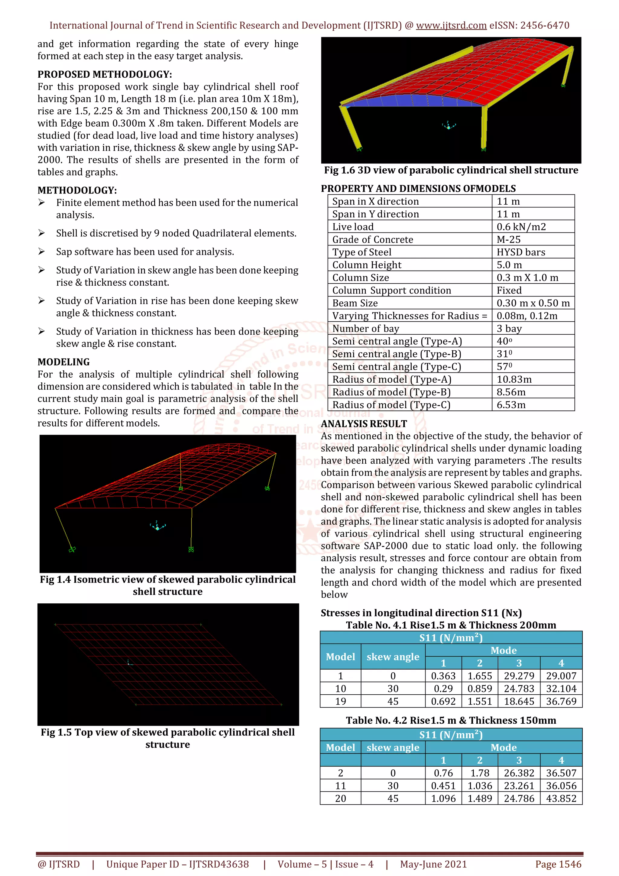 Dynamic Study of Parabolic Cylindrical Shell A Parametric Study | PDF