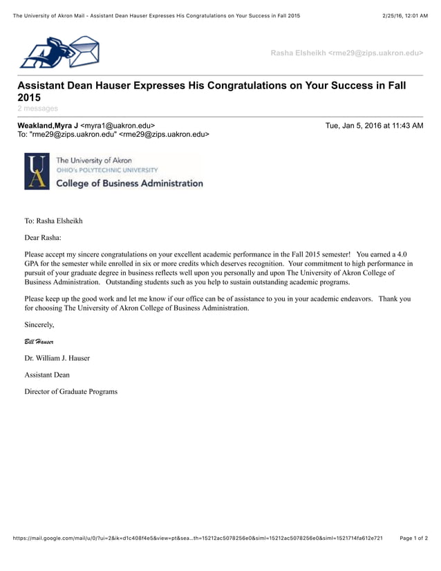 Assistant Dean Congratulation | PDF