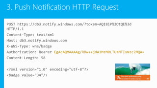 Sending Push Notifications using the Windows Push Notification Service and Windows Azure | PPTX