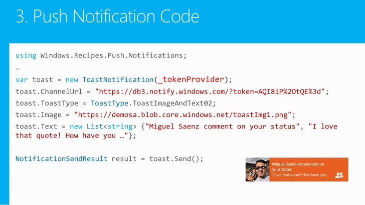 Sending Push Notifications using the Windows Push Notification Servic… Sending Push Notifications using the Windows Push Notification Servic…