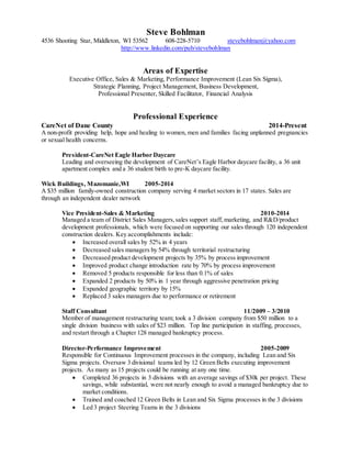 Steve Bohlman resume 2014 | DOCX