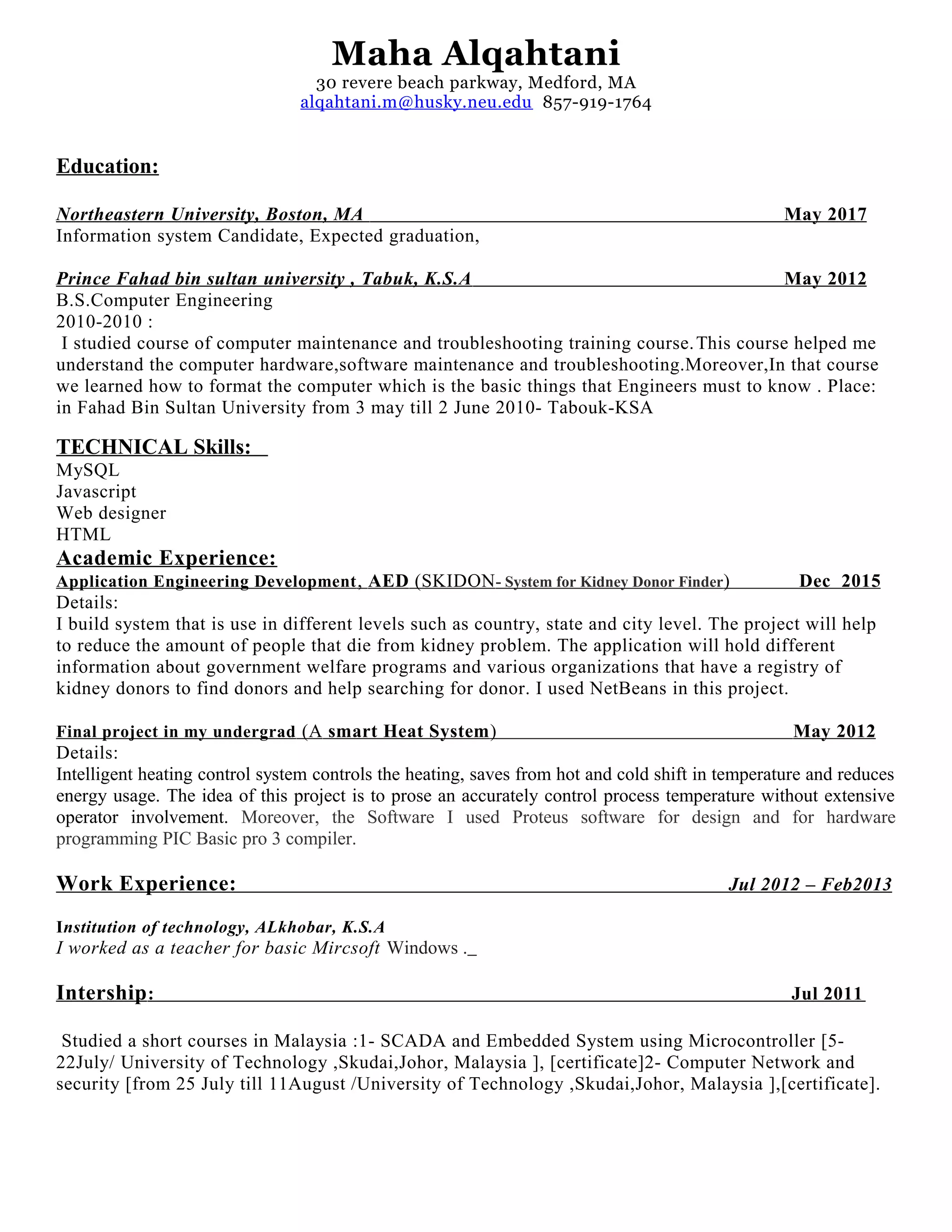 alqahtani.maha Resume | PDF