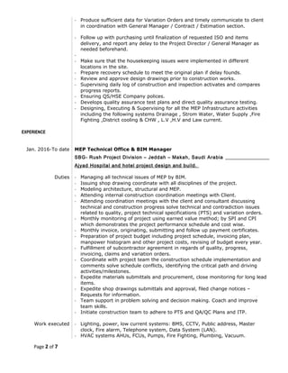 Resume of Islam M. Elshora MEP Technical Office & BIM Manager | DOC
