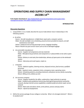 Operations and Supply Chain Management Jacobs 14th Edition Solutions ...