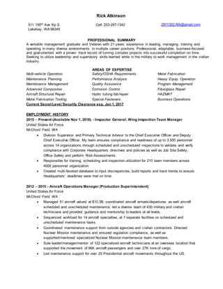 Rick Atkinson- Management Resume | PDF