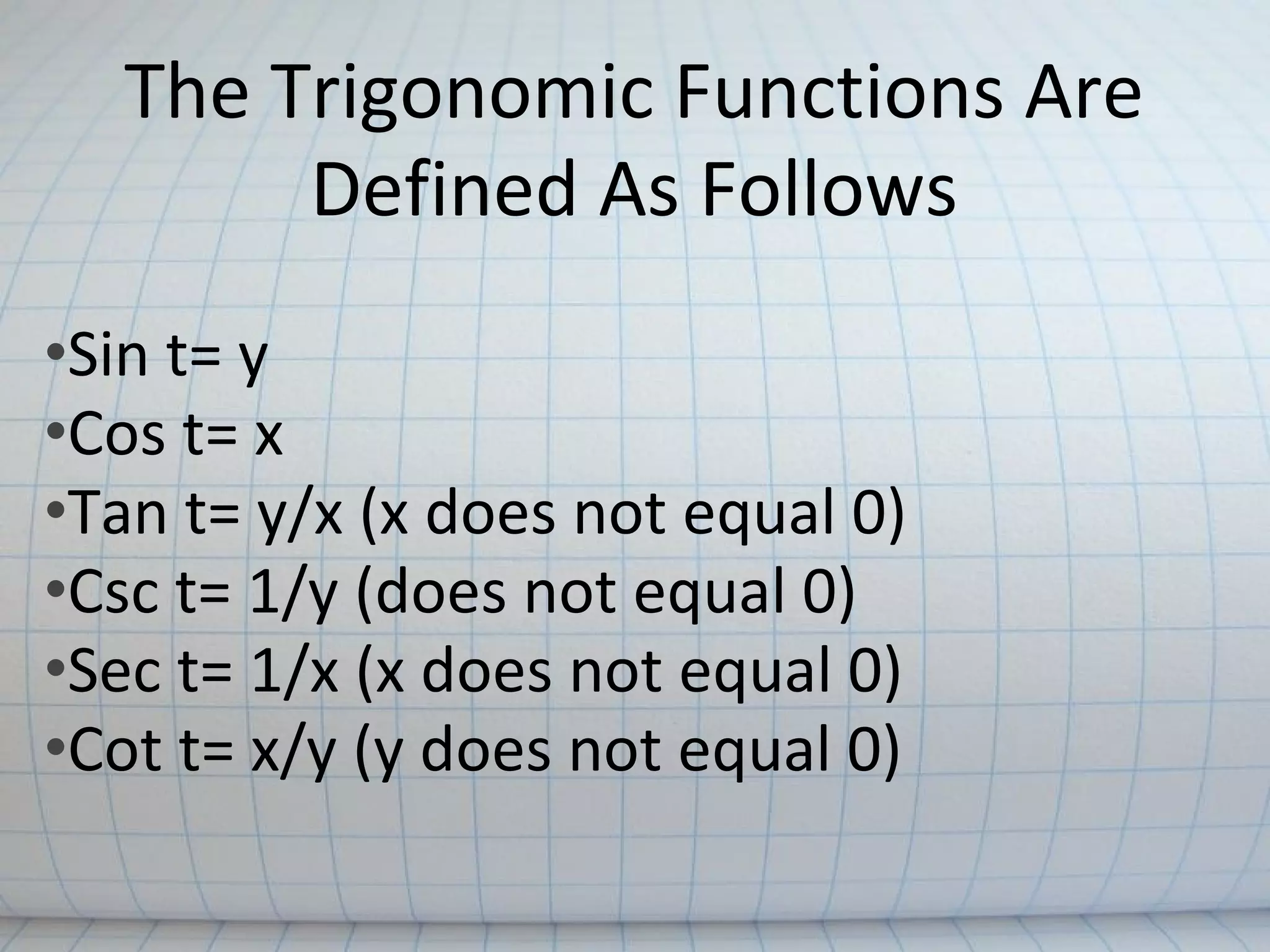 Trigonometric functions of real numbers bender edit | PPT