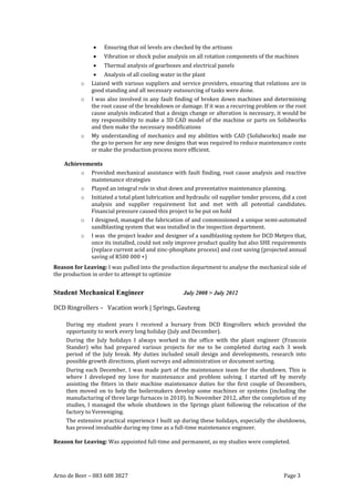 Resumé of Arno de Beer - 8512175136080 | PDF