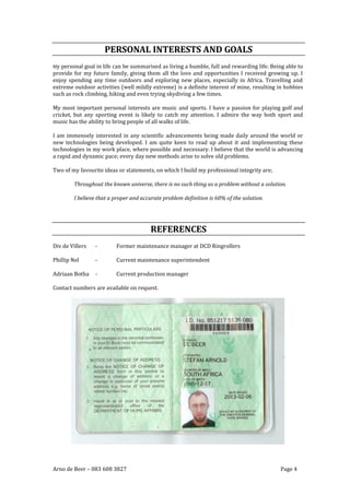 Resumé of Arno de Beer - 8512175136080 | PDF