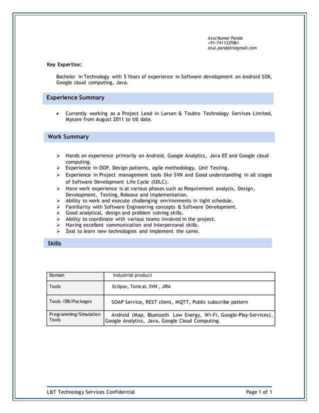 Atul Panda_Resume | DOCX | Computer Software and Applications | Computing
