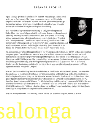 Speaker Profile - April Salonga | PDF