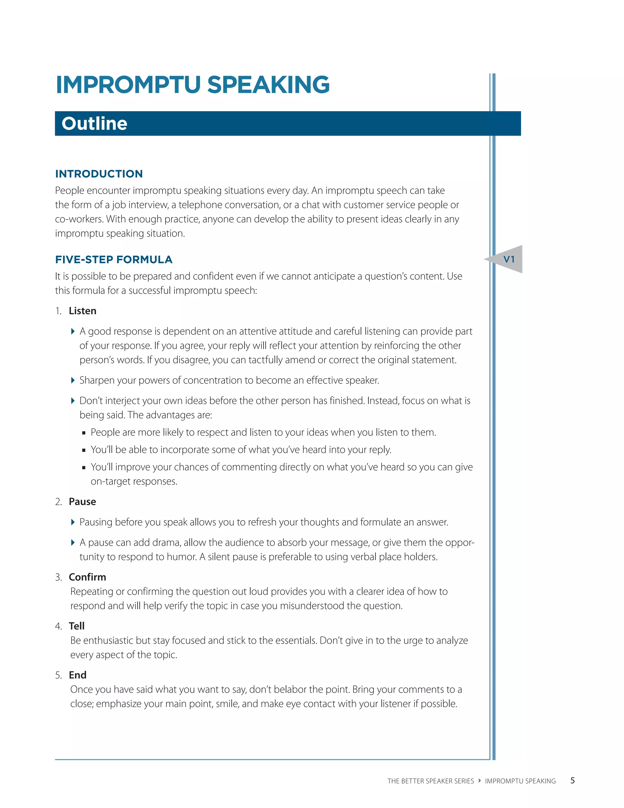 Impromptu Speaking (PDF) | PDF | Desktop Publishing | Computer Software ...