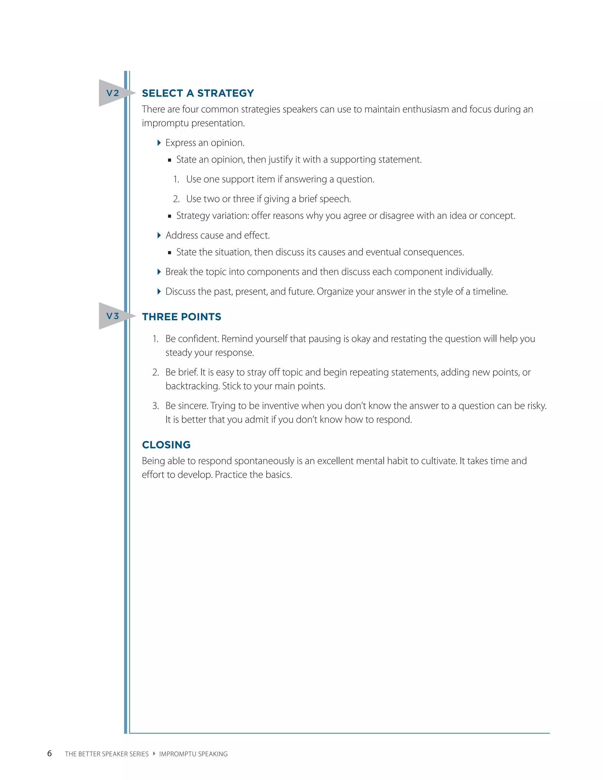 Impromptu Speaking (PDF) | PDF