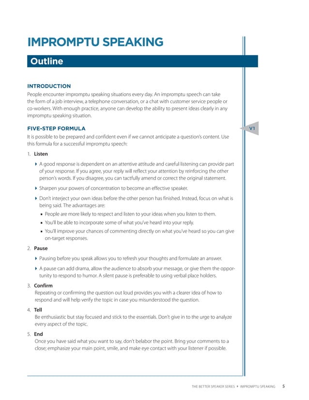 Impromptu Speaking (PDF) | PDF | Desktop Publishing | Computer Software ...