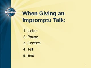 Impromptu Speaking | PPT