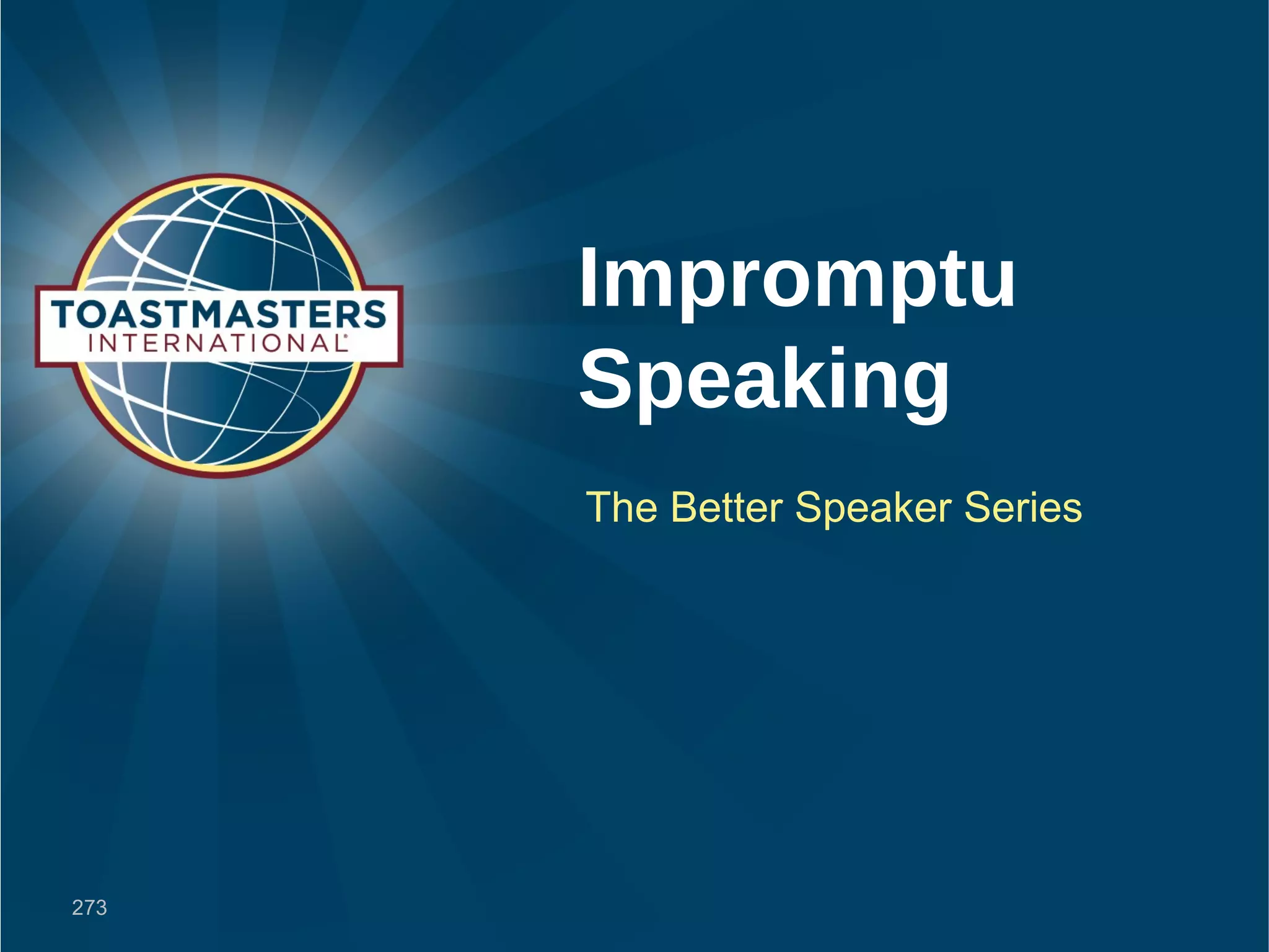 Impromptu Speaking (Powerpoint) | PPS