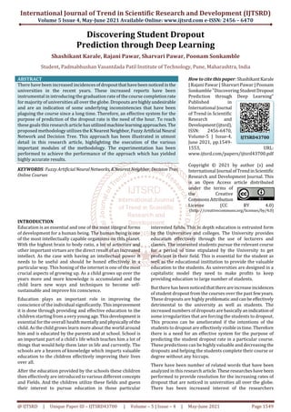 Discovering Student Dropout Prediction through Deep Learning | PDF