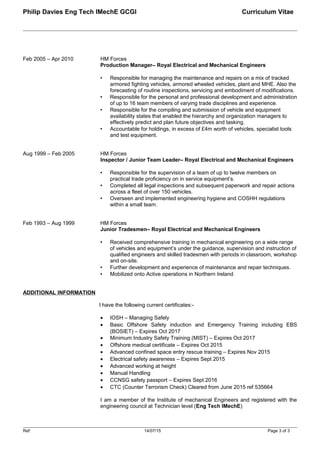 Phil Davies new CV | PDF