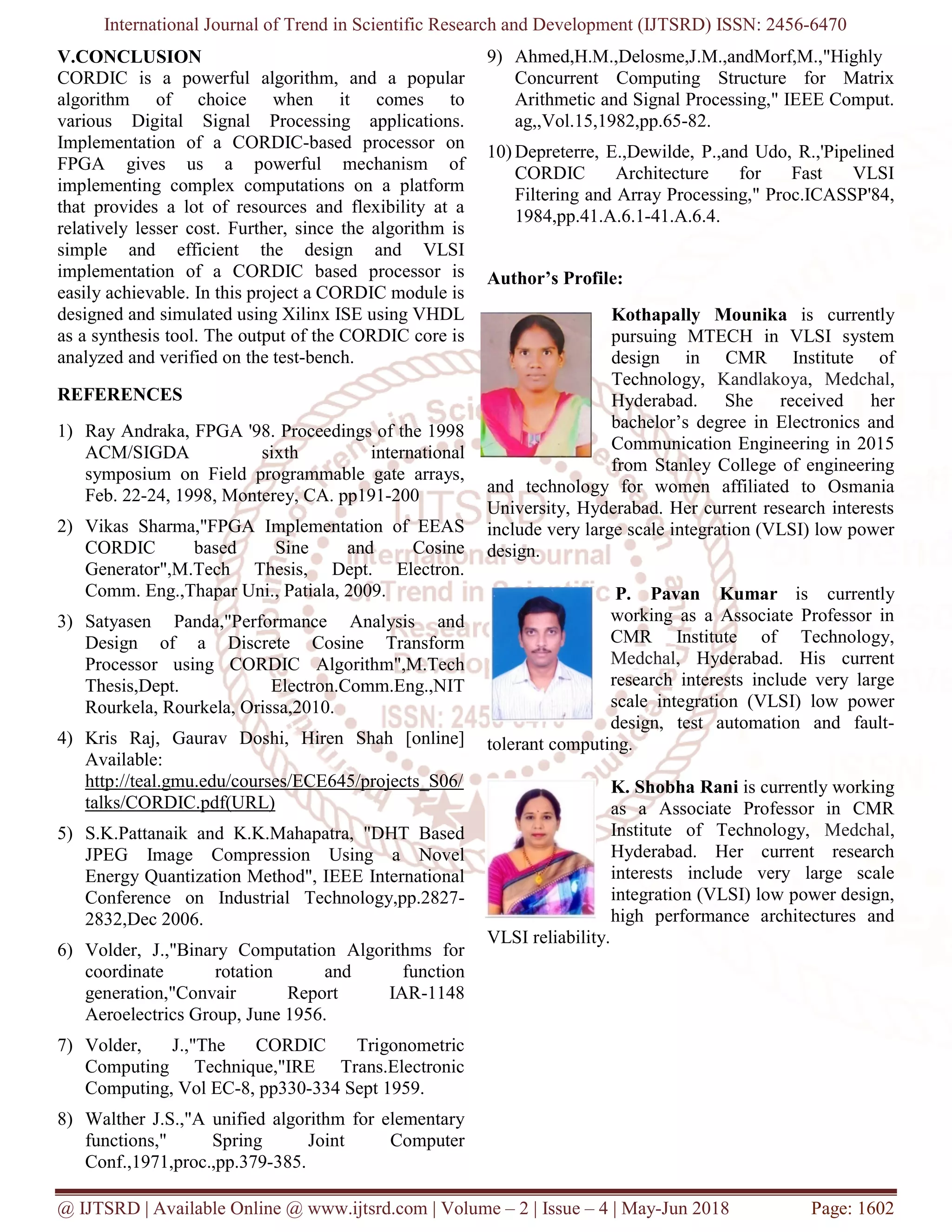 Implementation Of Rotation And Vectoring Mode Reconfigurable Cordic Pdf