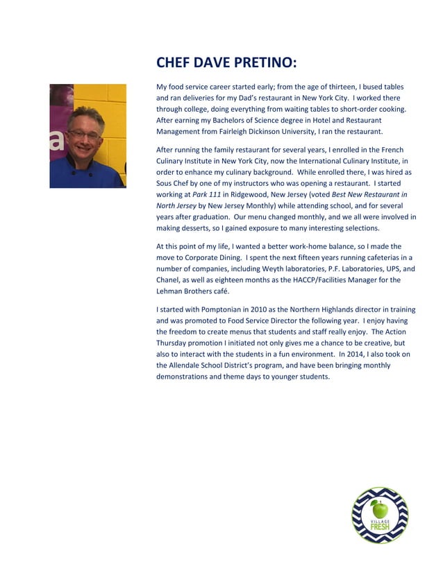 Chef Bio_Dave Pretino | PDF | Free Download