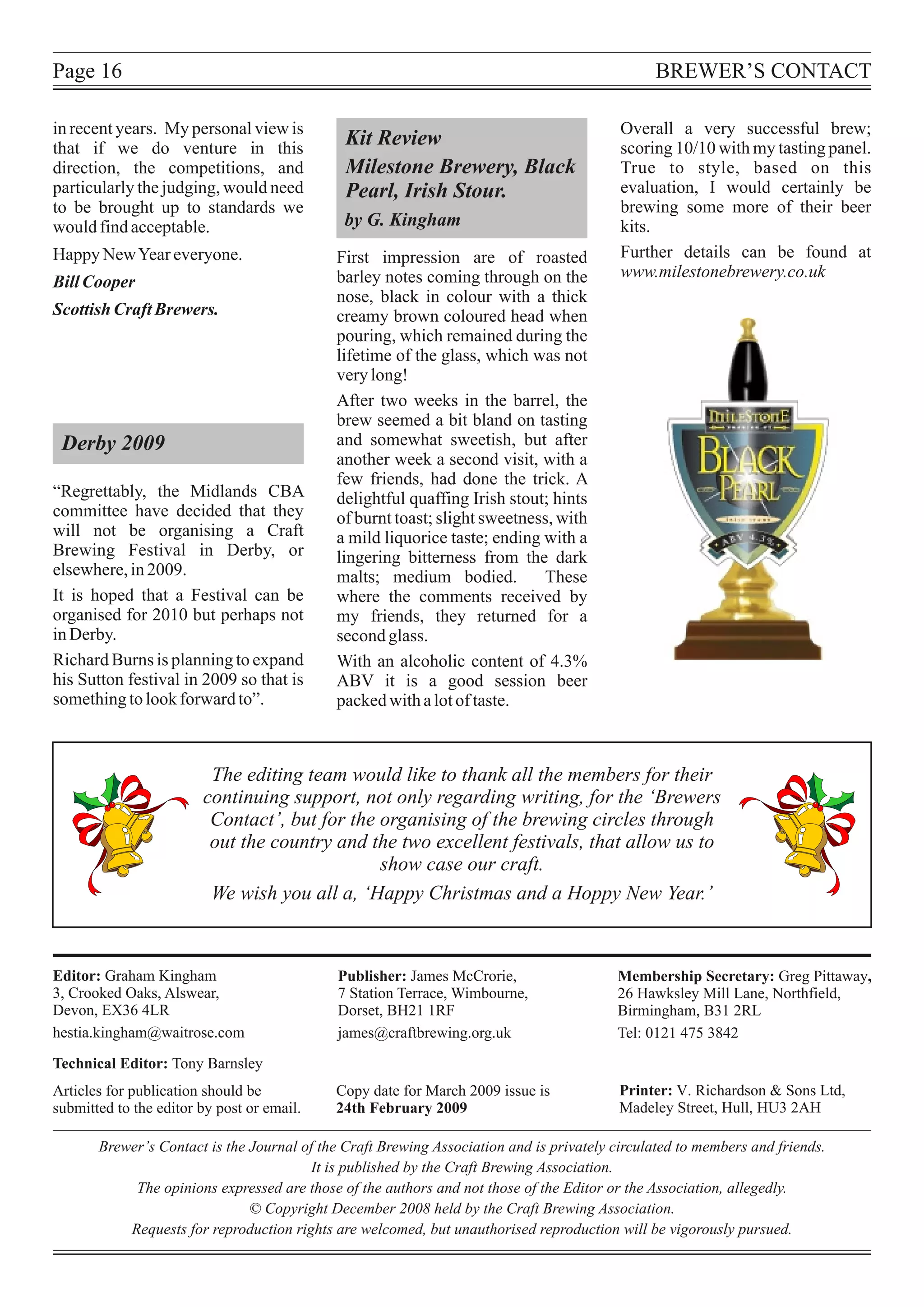 Brewers Contact 2008 | PDF