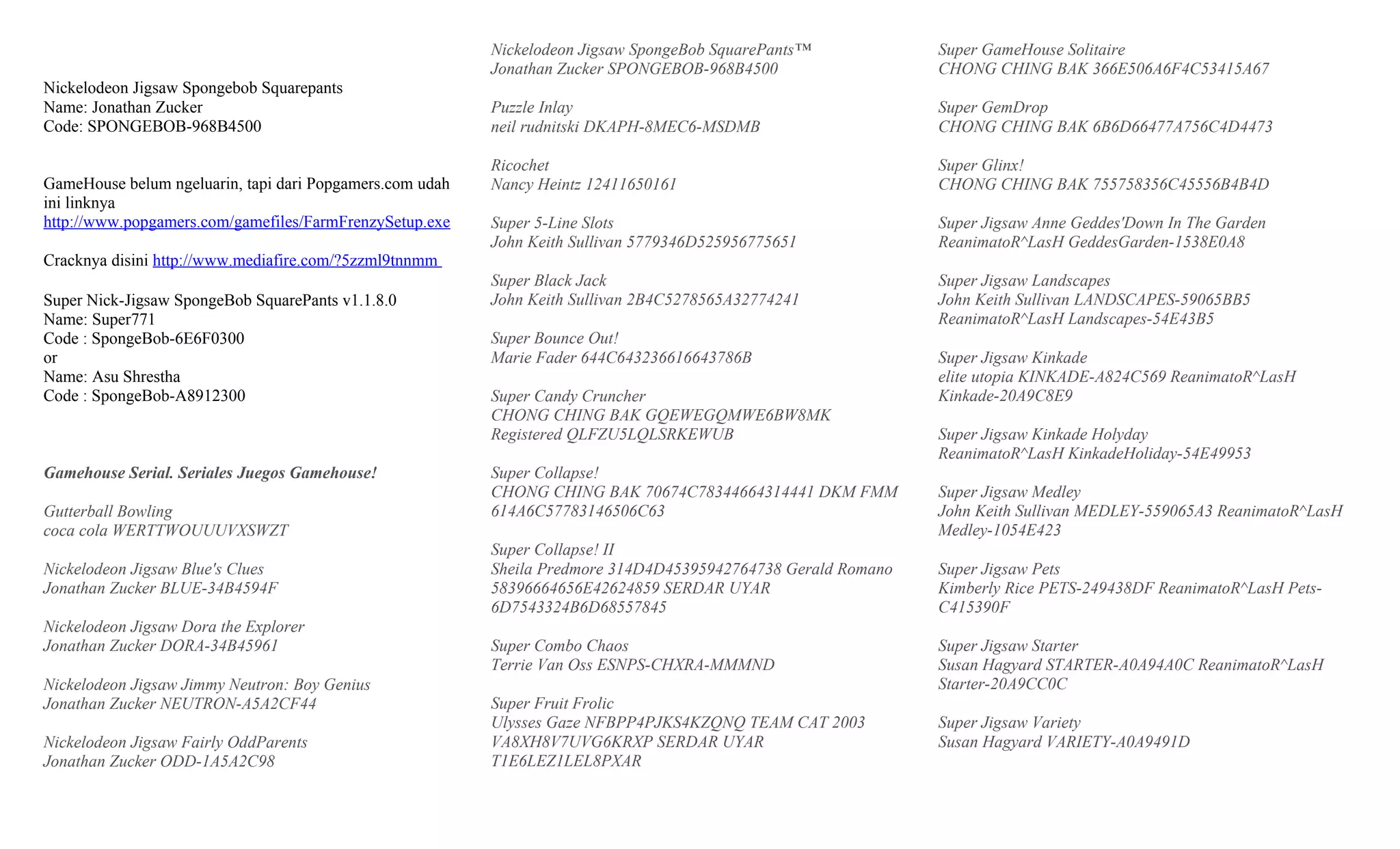 27425296 serial-number-gamehouse-new 2 | PDF