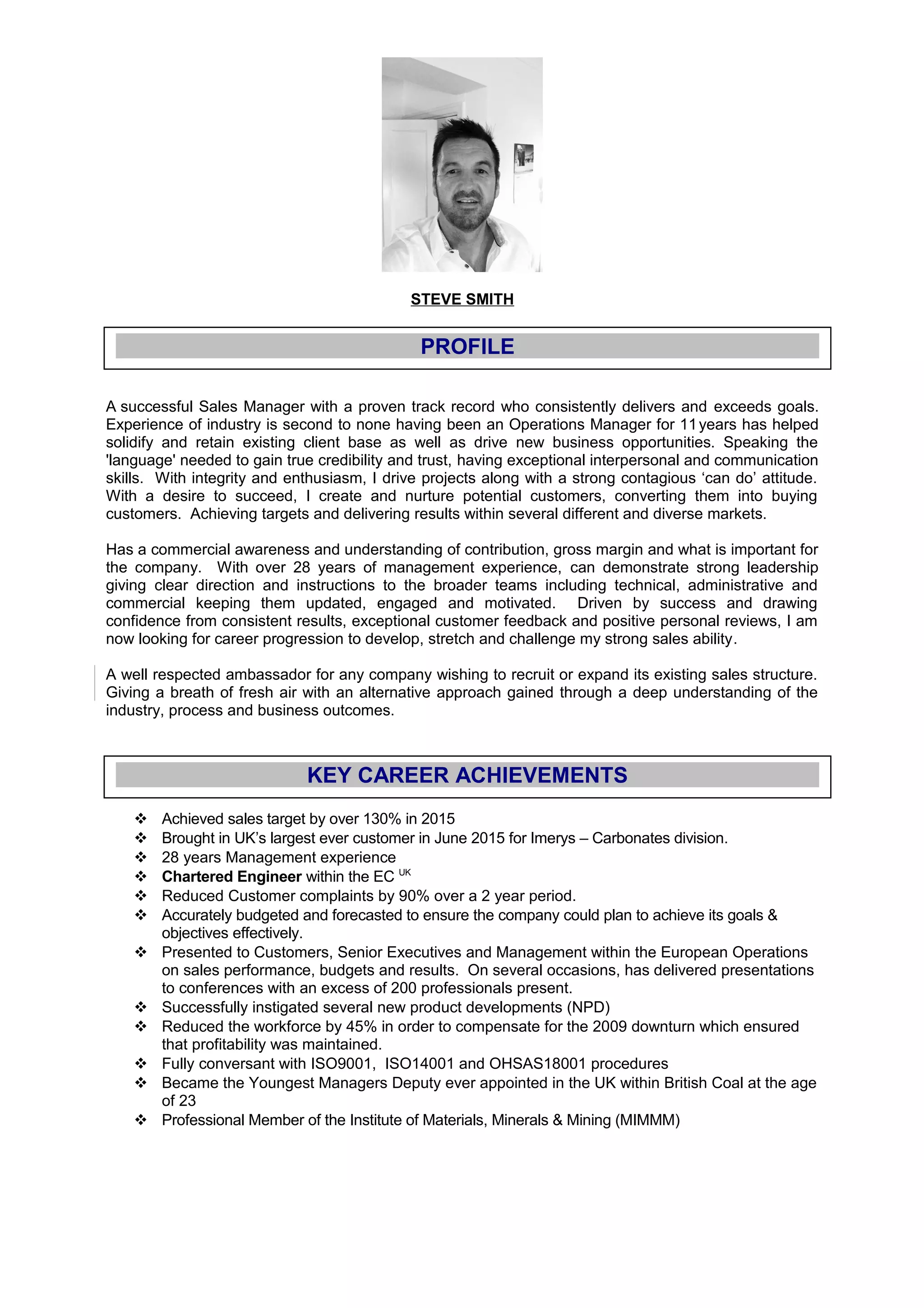 Steve CV 2016v1 | DOC | Sales | Business