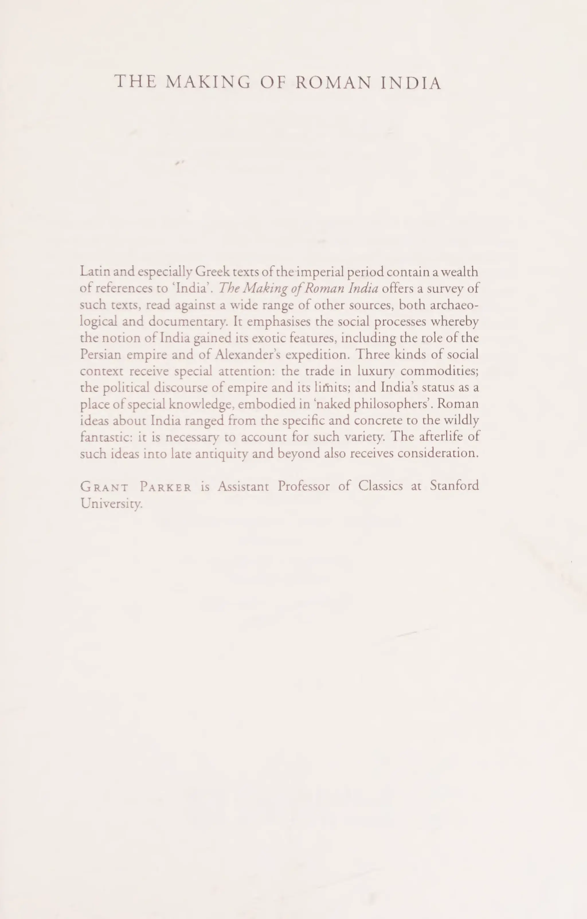 The Making Of Roman India Reissue Grant Parker | PDF