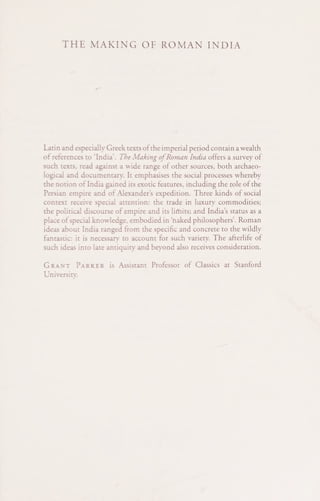 The Making Of Roman India Reissue Grant Parker | PDF