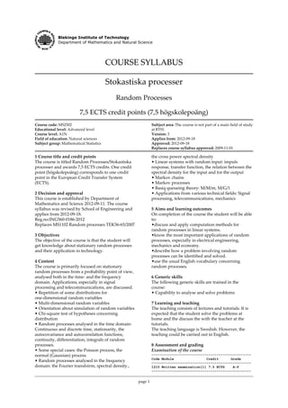 Syllabus-MS2502-Random Processes | PDF