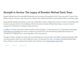 The Inspiring Journey of Brandon Michael Davis Austin: Leadership ...