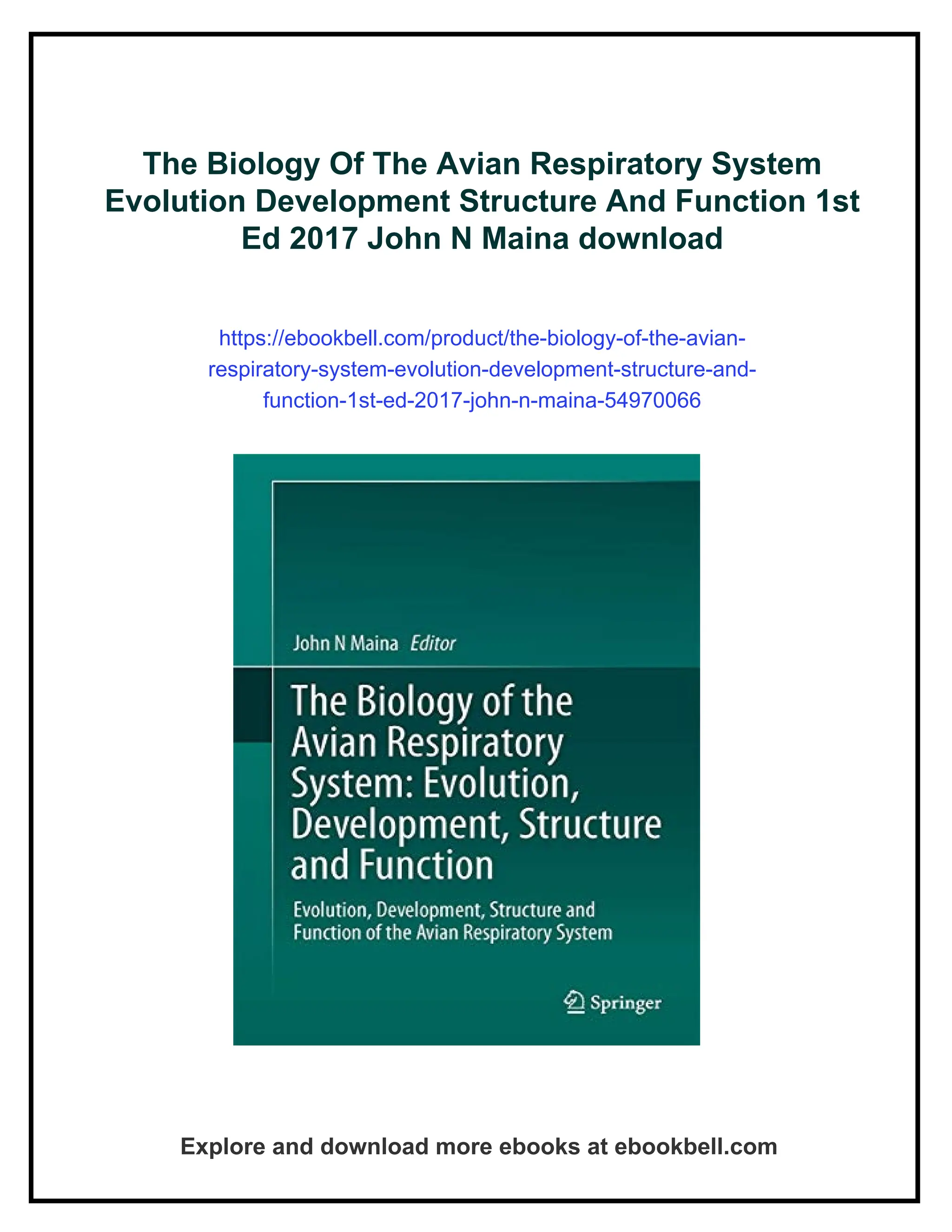 The Biology Of The Avian Respiratory System Evolution Development ...