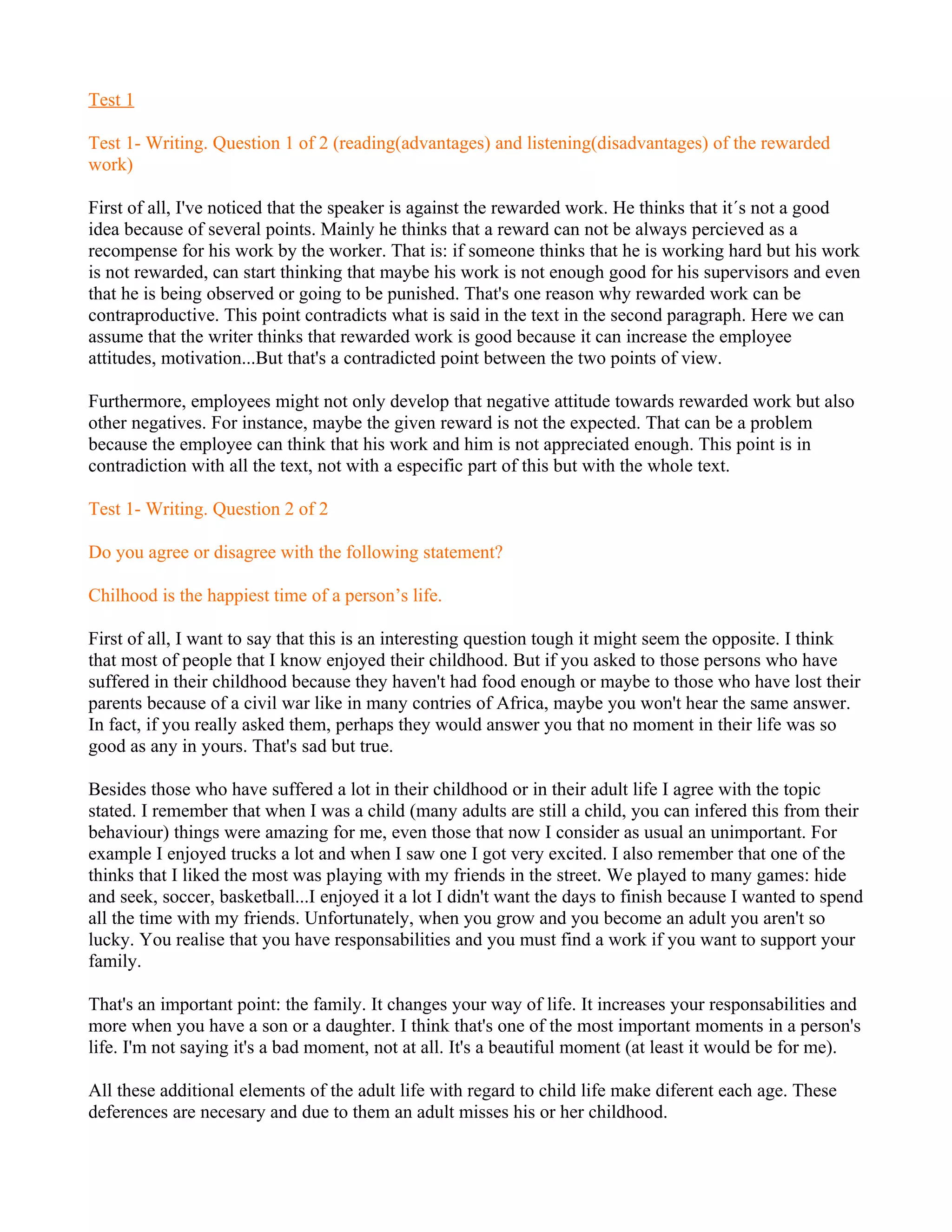 writing tests 1 and 3 | PDF