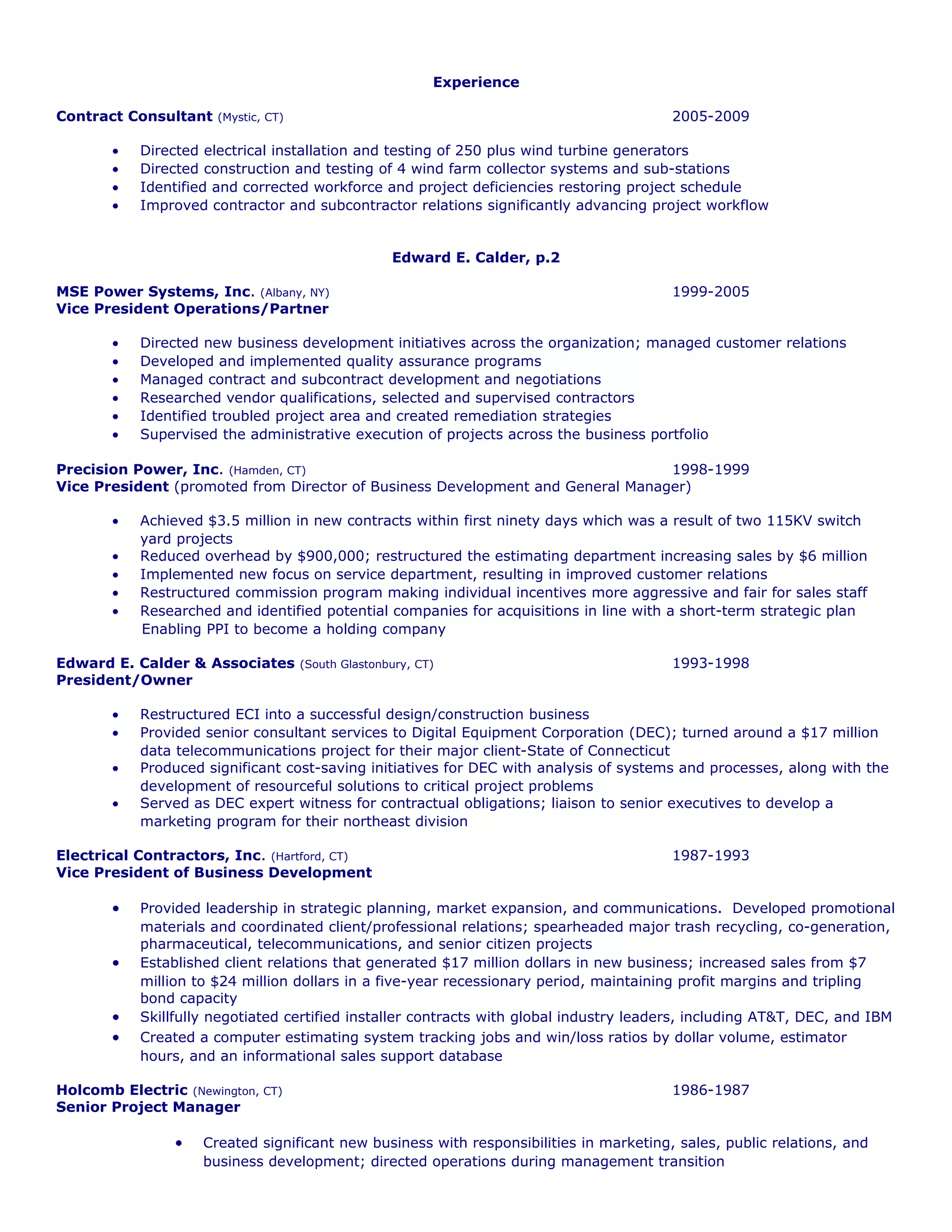 Edward E calder CV 2014 | DOC