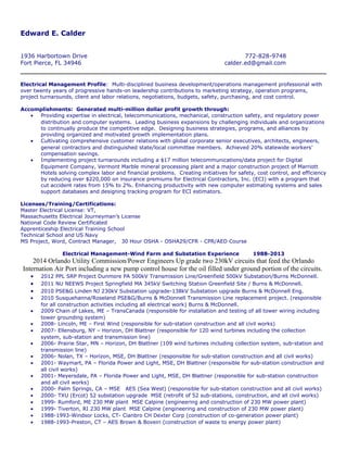 Edward E calder CV 2014 | DOC