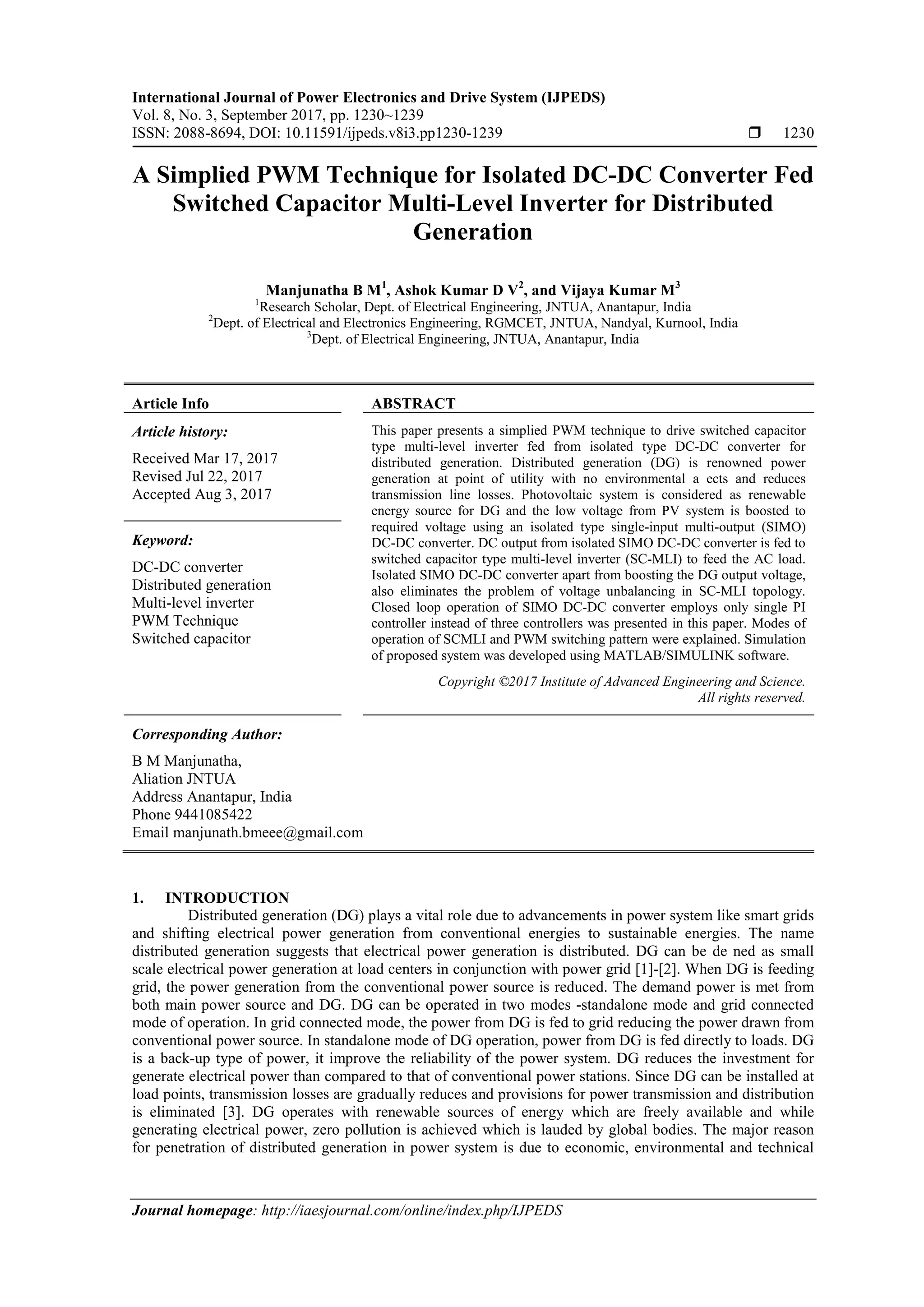 A Simplified PWM Technique for Isolated DC-DC Converter Fed Switched Capacitor Multi-Level ...