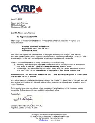 CVRP Acceptance Letter CVPM.Andrews | PDF